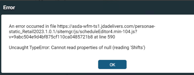 "Uncaught TypeError: Cannot read properties of NULL (reading 'Shifts ...