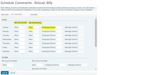 Shift Strategy versus Employee Schedule Constraint