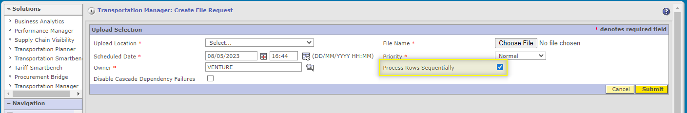 Issue when using the Data Upload utility