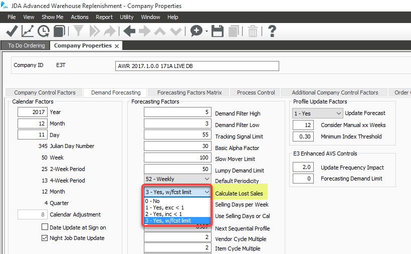 How does Advanced Replenishment calculate lost Sales?