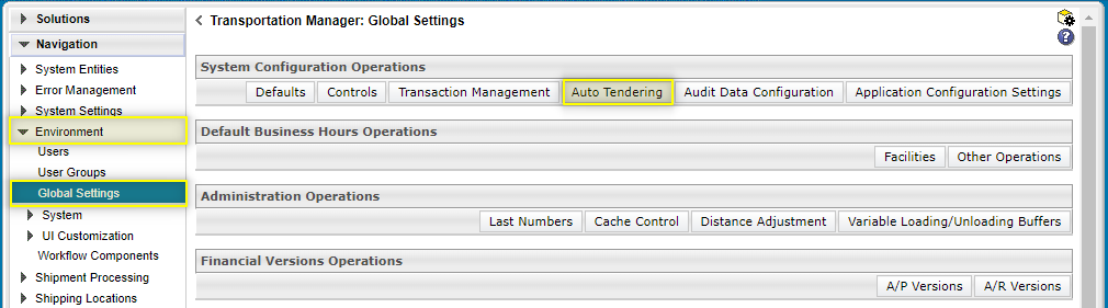 How to enable Auto Tender for TM Carriers?