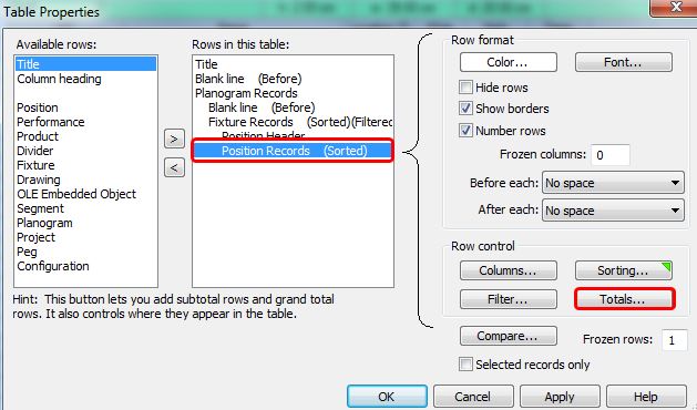 How to create a table to show how many products are merchandised in tray?