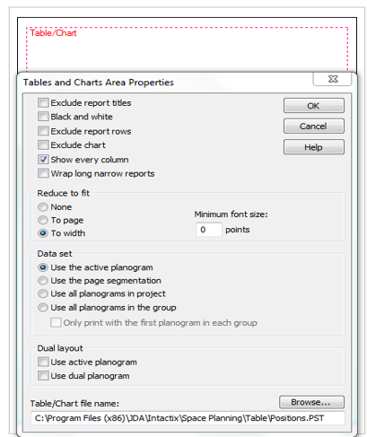 How to print a Planogram with Positions Table