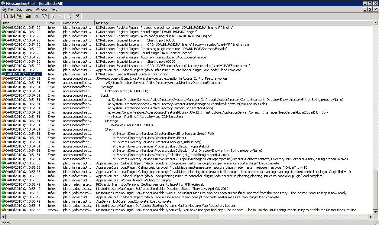 Access control feature logging exceptions after installation or ...