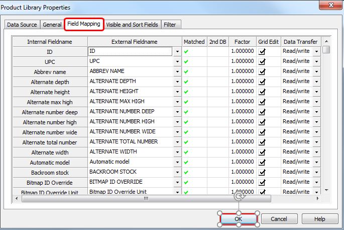 Field mapping error after opening product library