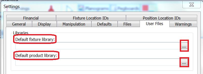 How to specify a default product or fixture library