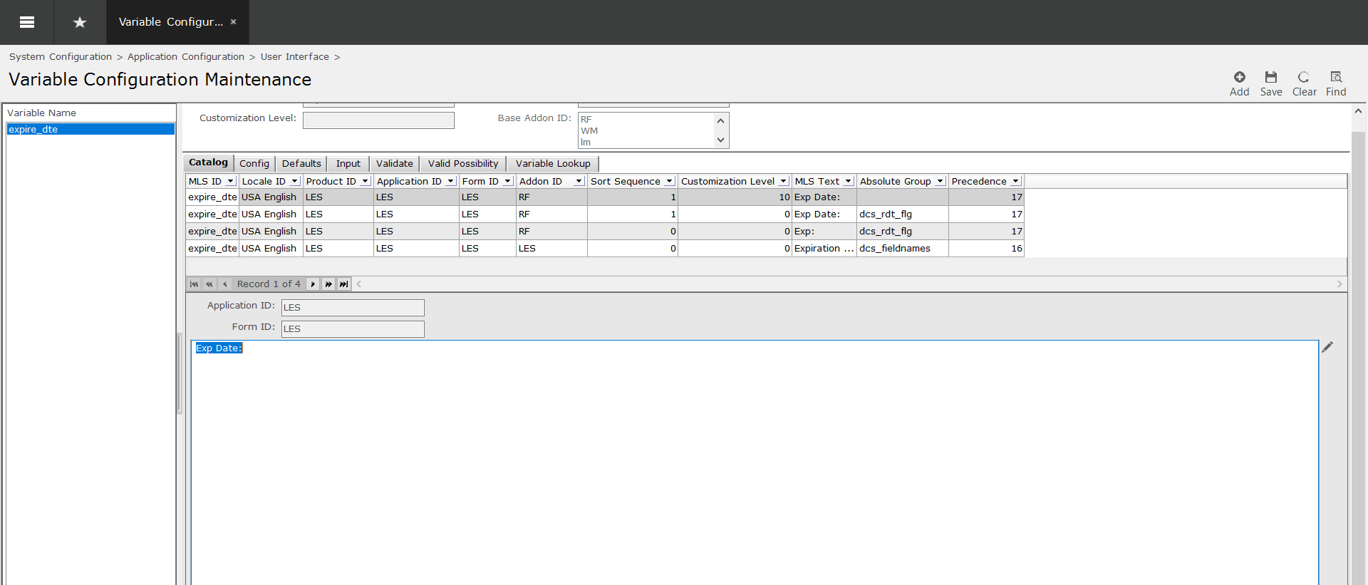 RF Date format setup