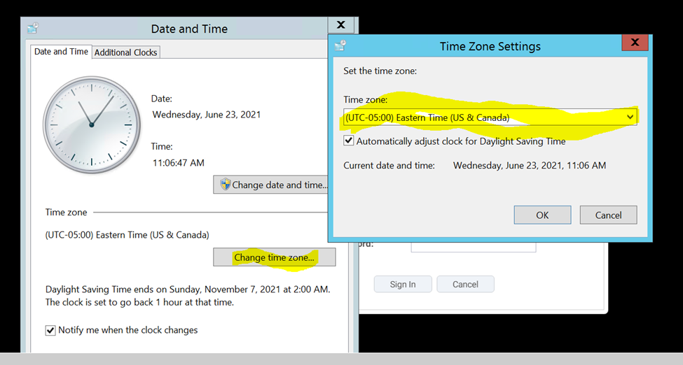 How to configure time zones where WebUI and MOCA servers operate on different time zones