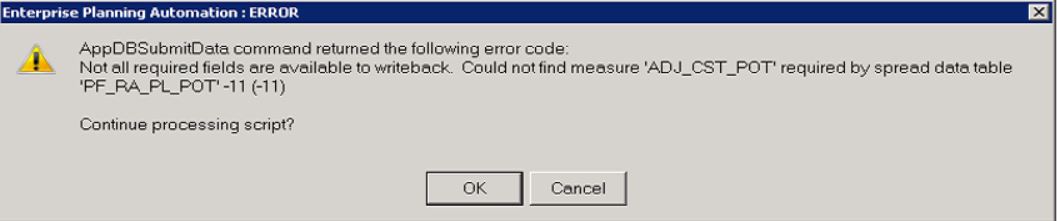 Error while submitting or copying data to the Database
